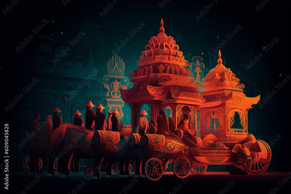 Ratha-yatra festival of Lord Jagannatha, Balabhadra and Subhadra during ...