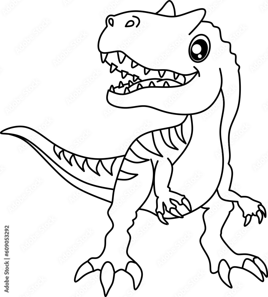 Dinosaur line art for coloring book page Stock Vector | Adobe Stock