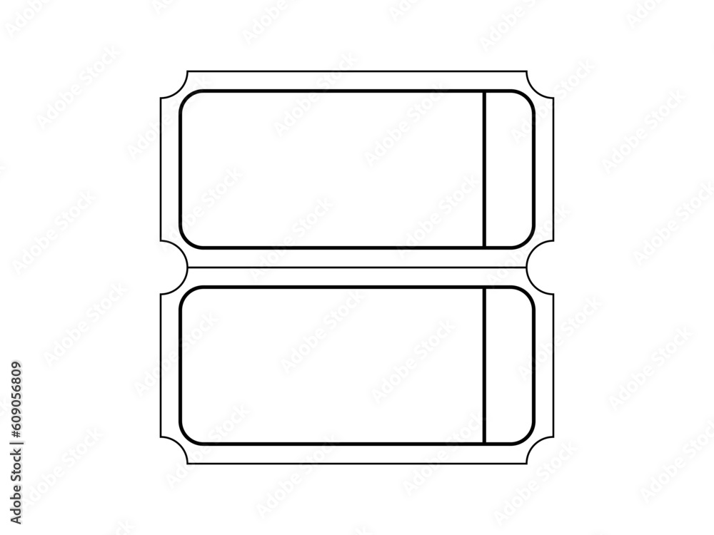 2 part blank raffle ticket template. Clipart image isolated on white ...