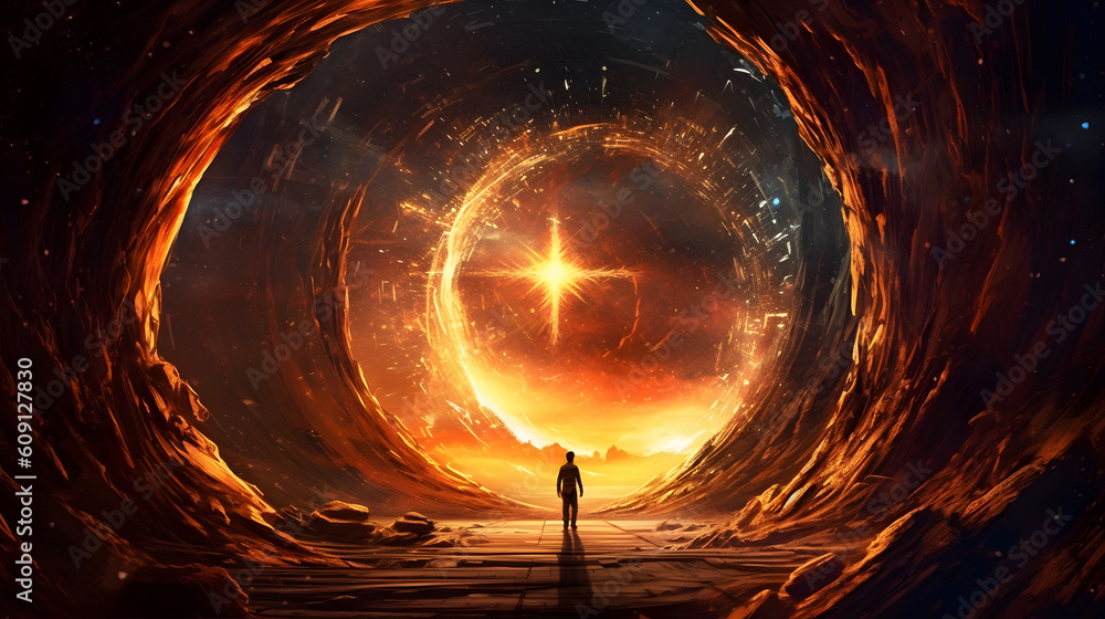 Waves of energy rippling through an interdimensional portal created ...