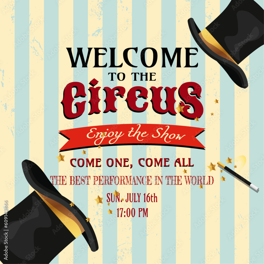 Vintage circus poster, banner. Ready to print. Cmyk vector illustration ...