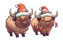 Christmas Bison Buffalo Cartoon Free Stock Photo - Public Domain Pictures