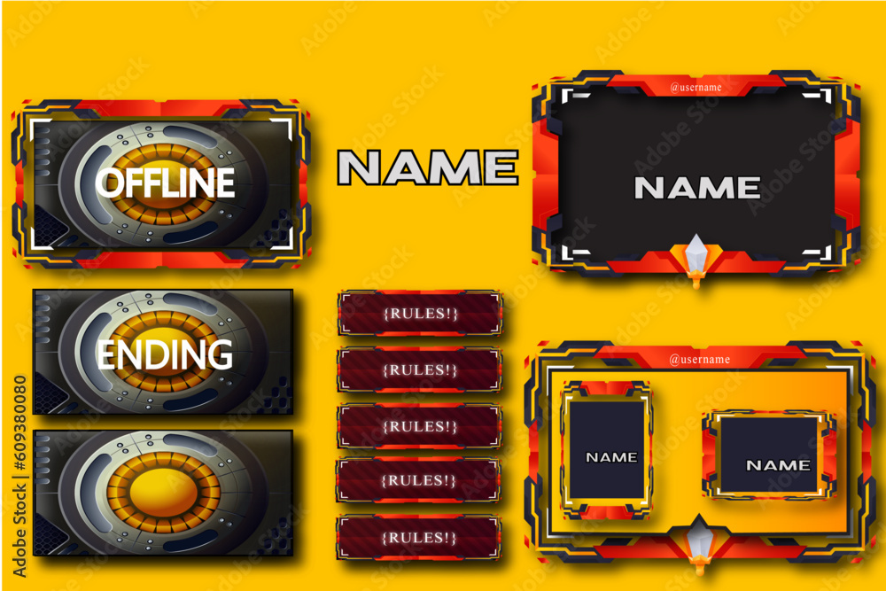 Vector de Stock Twitch stream overlay package including face cam twitch ...