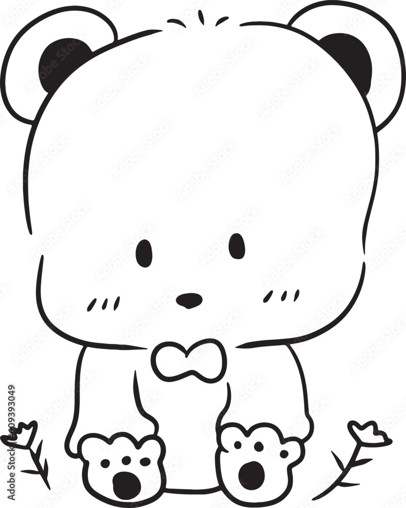 bear cartoon doodle kawaii anime coloring page cute illustration ...