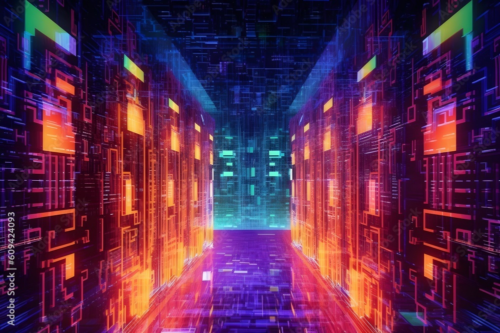 Abstract Brightly Colored Image Digital Fortress Mesmerizing Pattern