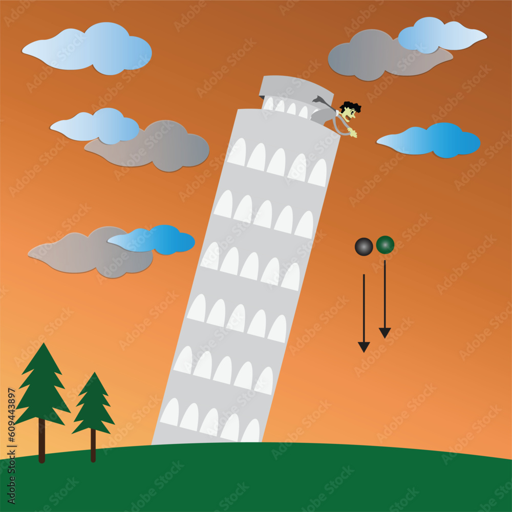 Image vectorielle Stock illustration of physics, THE LAW OF FALLING ...