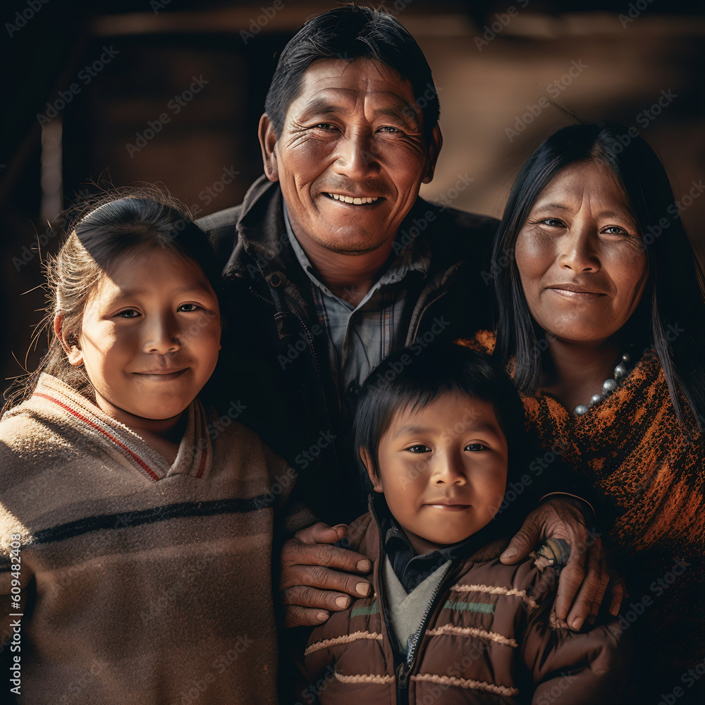 Native American Family portrait. Indigenous Peoples Day image. Stock ...