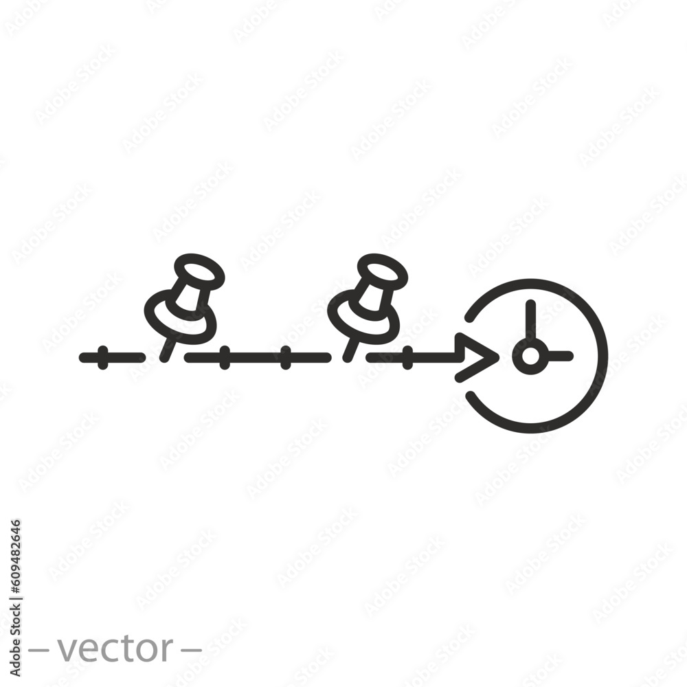 time scale icon, timeline concept, calendar work planning, thin line ...