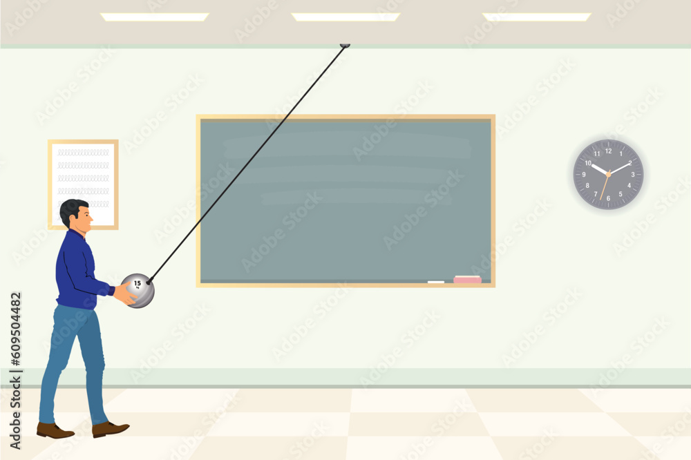 Physics laws of motion. Conservation of physical energy. First law of ...