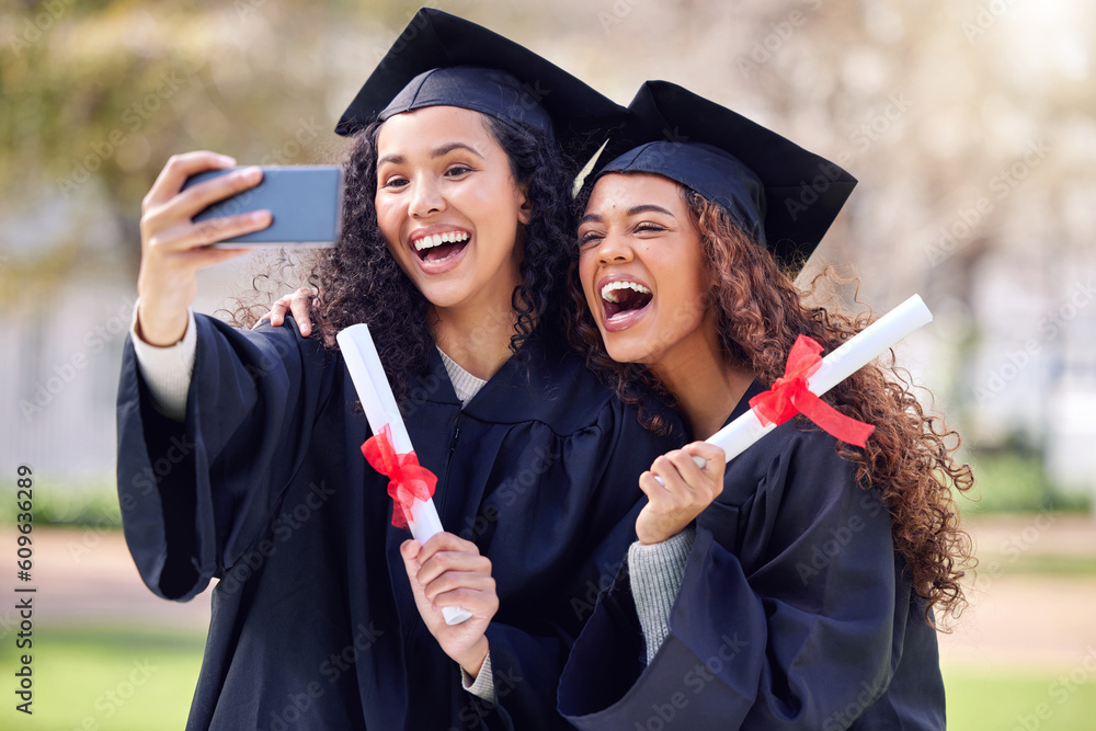 Graduation, photo and students celebrating academic achievement or ...