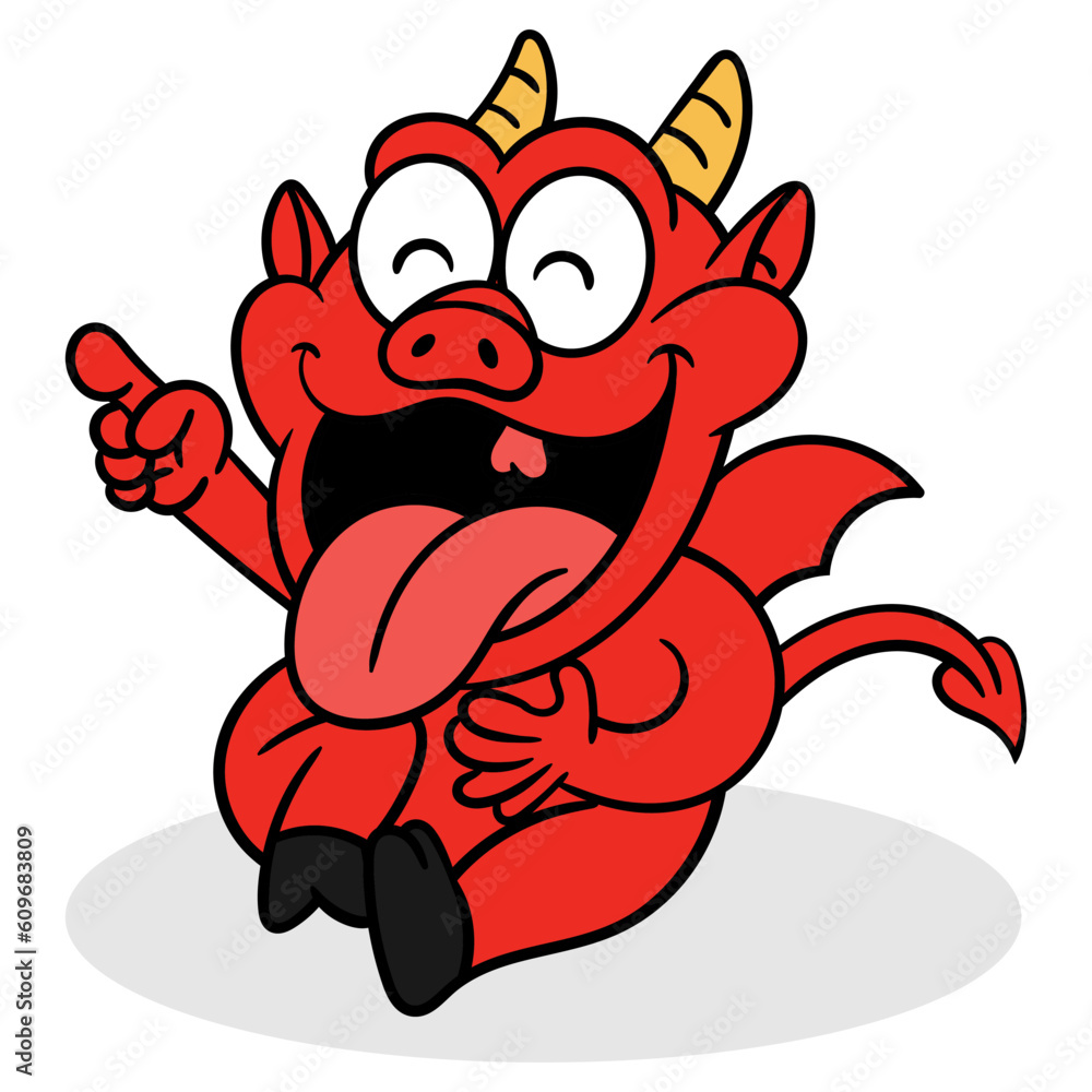 Little Red Devil cartoon characters laughing out loud. Best for sticker ...