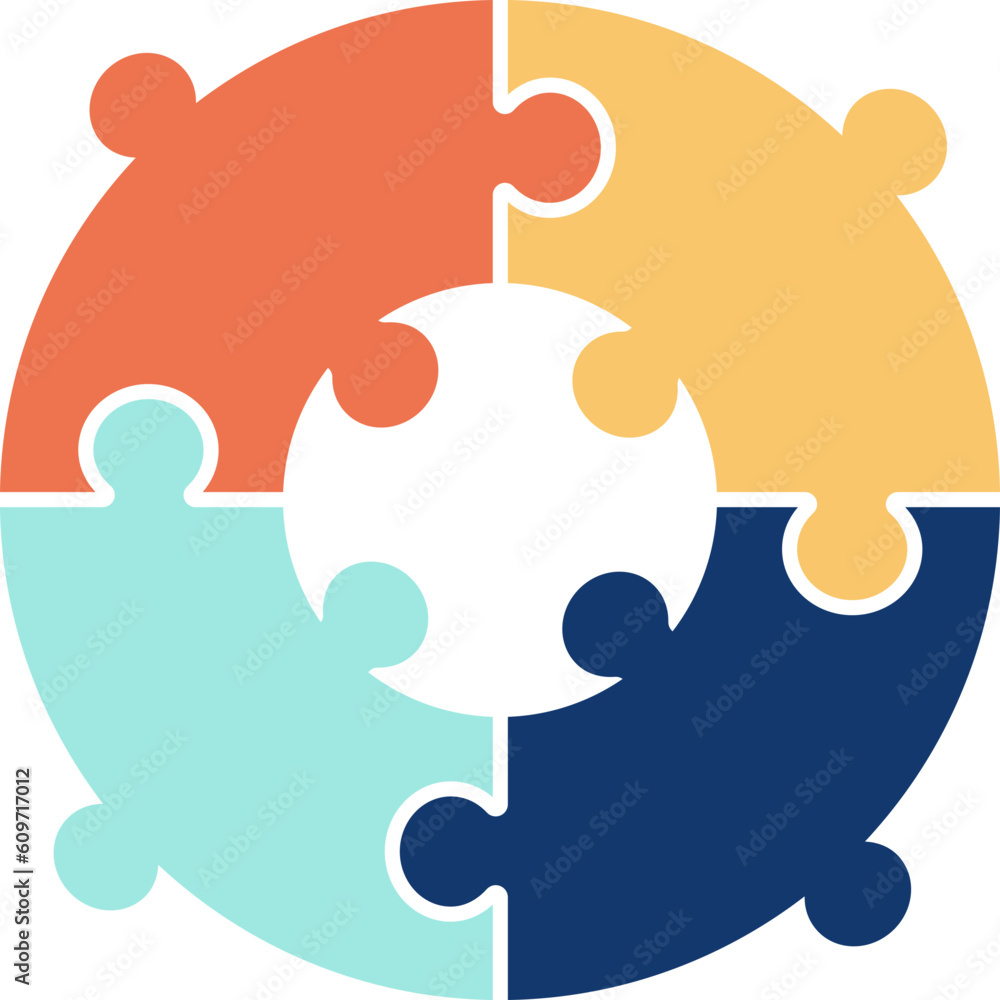 Infographic Pie Flow Chart Jigsaw Cycle Diagram 4 Sections Stock Vector ...