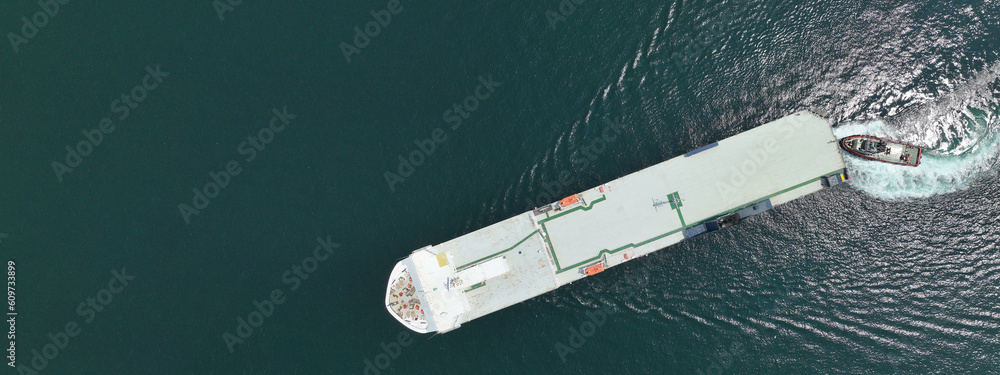 Aerial drone ultra wide photo of Neptune lines RoRo (Roll on-off) car ...