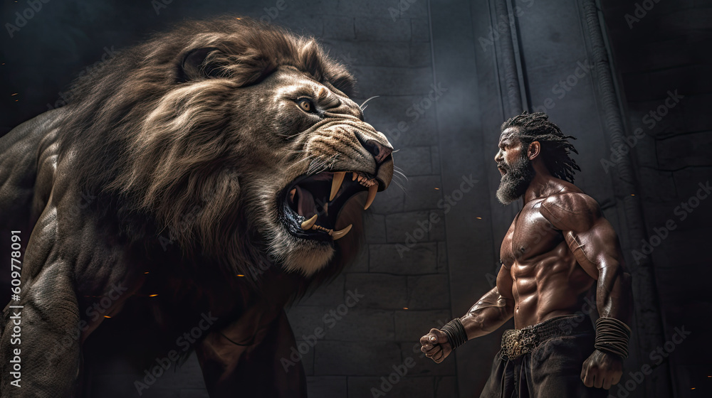 Illustration about the myth of Hercules and the Nemean lion - AI ...