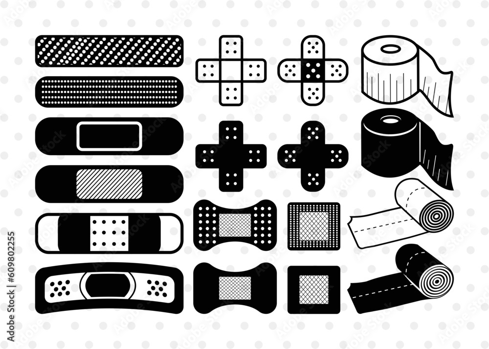 Vetor do Stock Bandage Silhouette, Bandage SVG, First Aid Svg, Band Aid ...