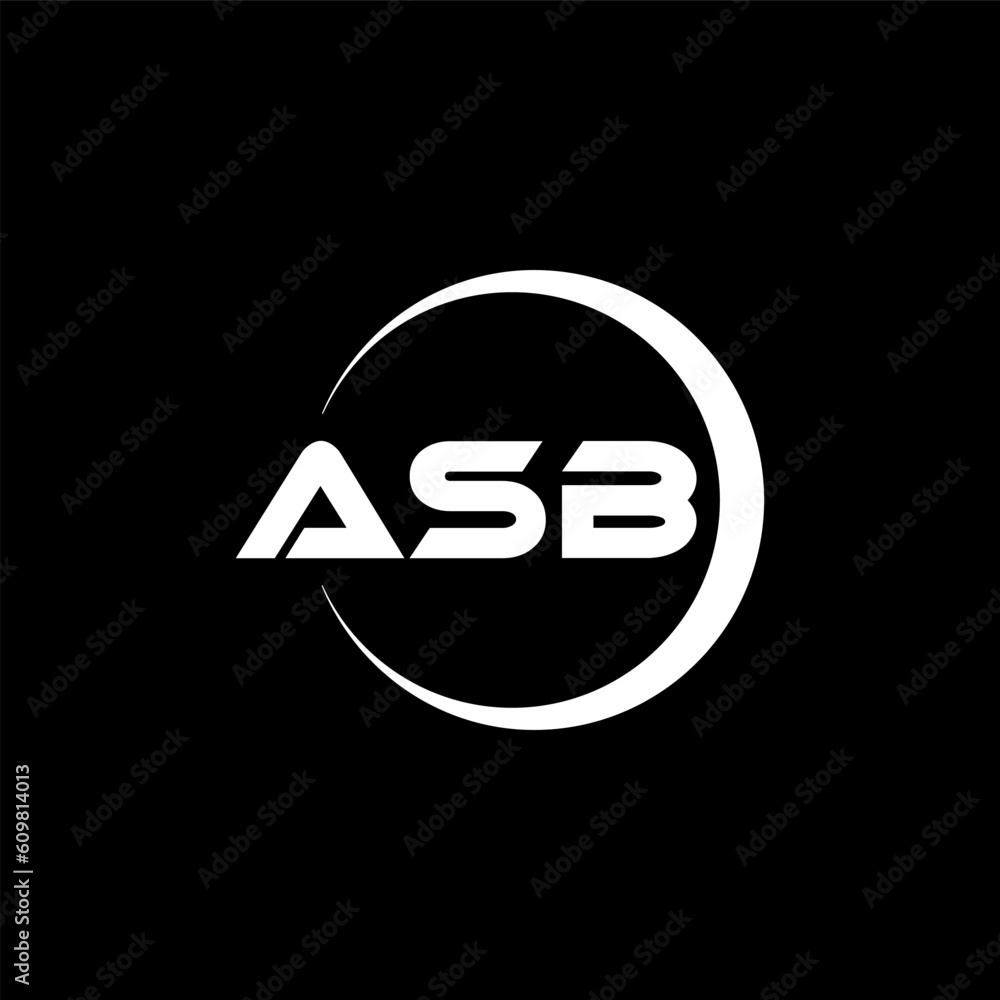 ASB letter logo design with black background in illustrator, cube logo ...