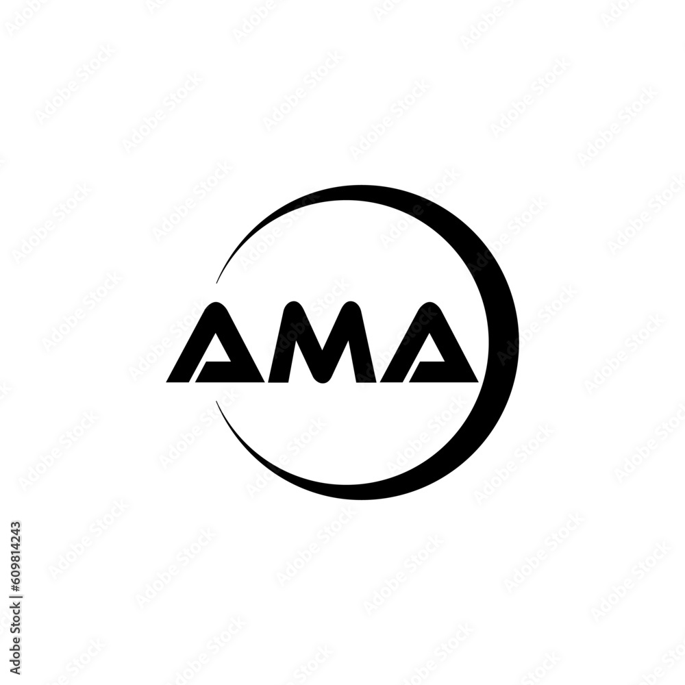 AMA letter logo design with white background in illustrator, cube logo ...