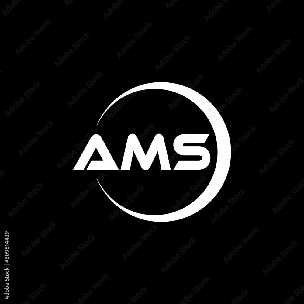 AMS letter logo design with black background in illustrator, cube logo ...