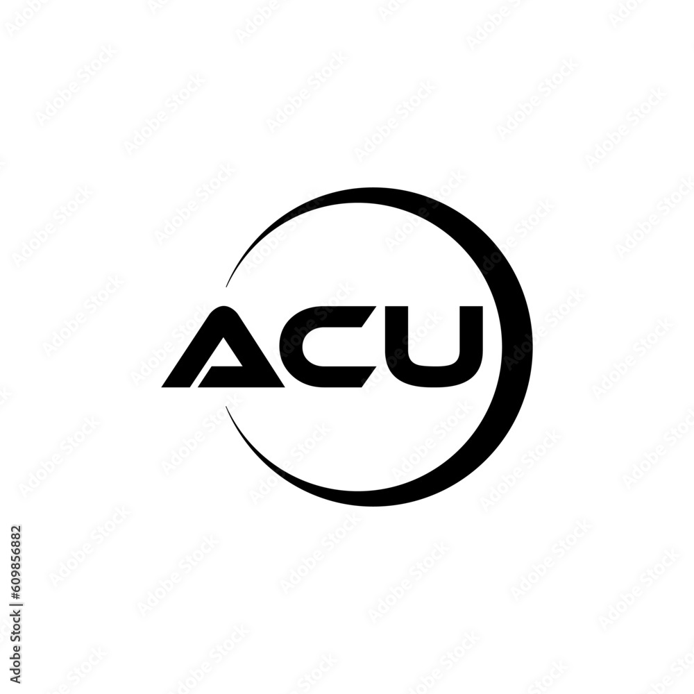 ACU letter logo design with white background in illustrator, cube logo ...