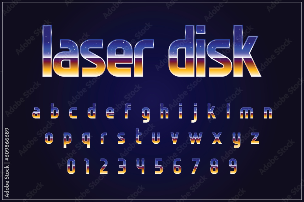 80's - 90's Retro Futurism Sci-Fi Font. Alphabet. Vector. Retro wave ...