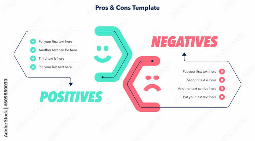 Pros And Cons Diagram With Place For Your Content Simple Flat Template For Data Visualization