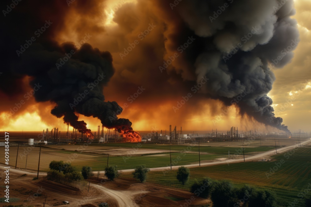 Depicting the environmental consequences of burning oil wells, with ...