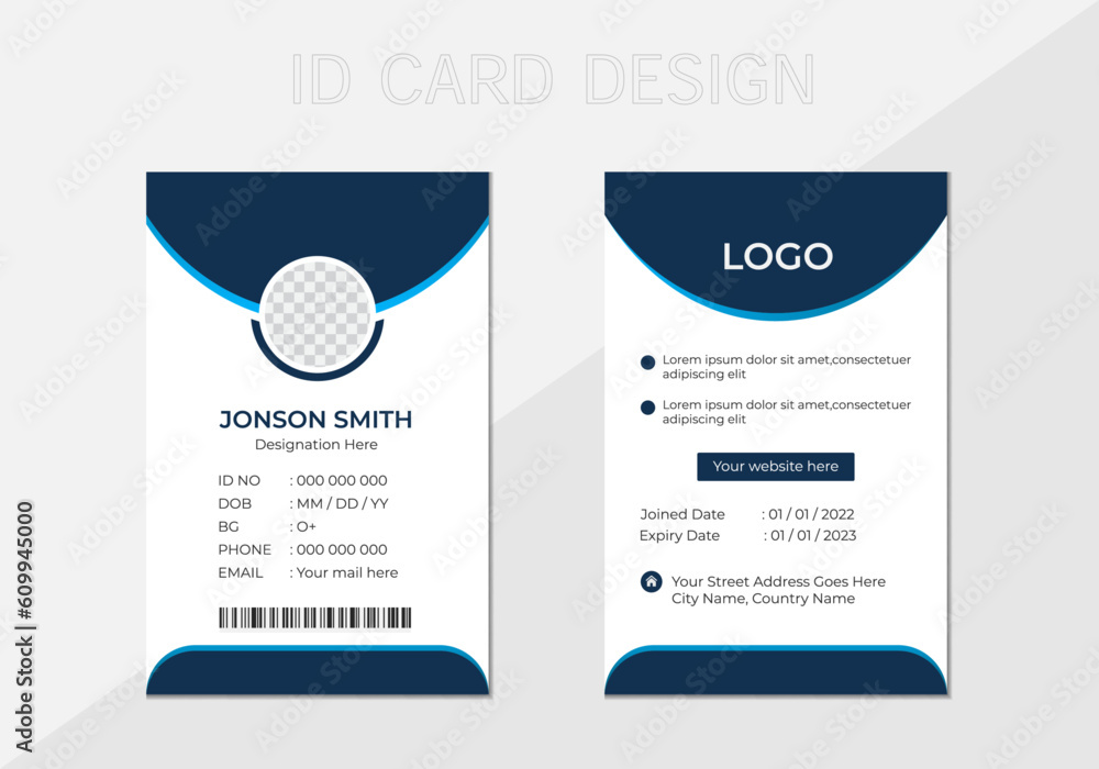 office staff identity card template design. Vector id card template ...