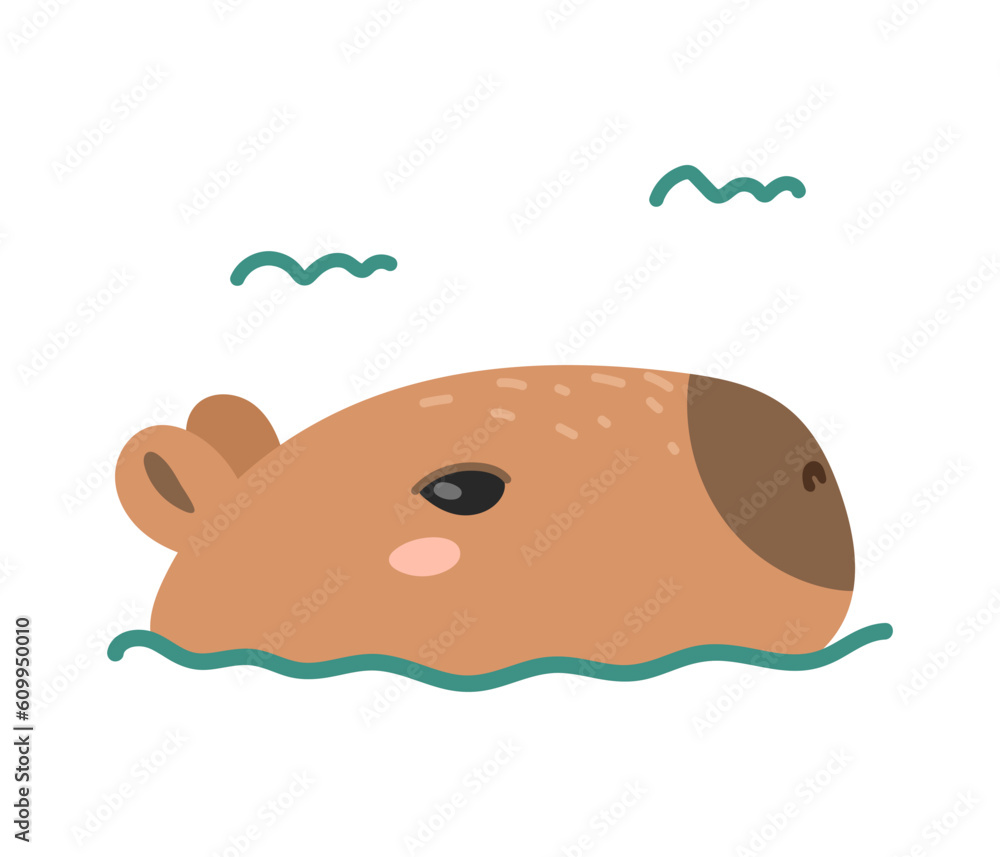 Cartoon capybara. Cute capybara face icon Stock Vector | Adobe Stock