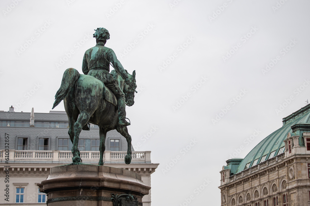 Vienna, Austria - March 31, 2023: Monument of the emperor on horseback ...