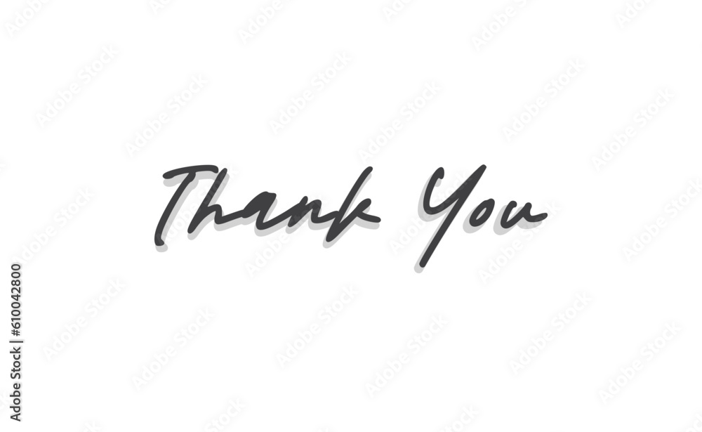 Thank you lettering text with drop shadow. Hand drawn style thanking ...
