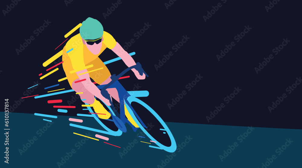 Cycling race stylized background, cyclist vector silhouette. Sport ...