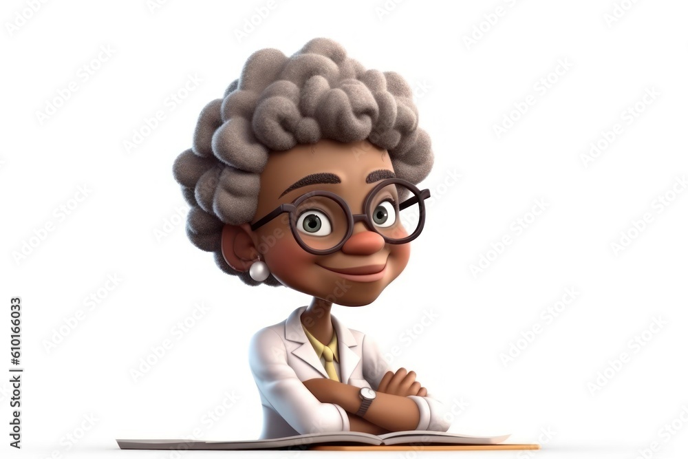Black Female Professor White Background Isolated Extremely Gorgeous ...