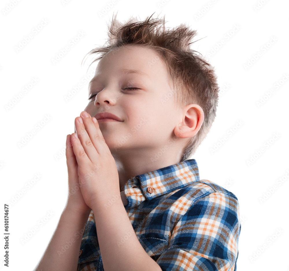 Cute little boy praying and worship Stock Photo | Adobe Stock