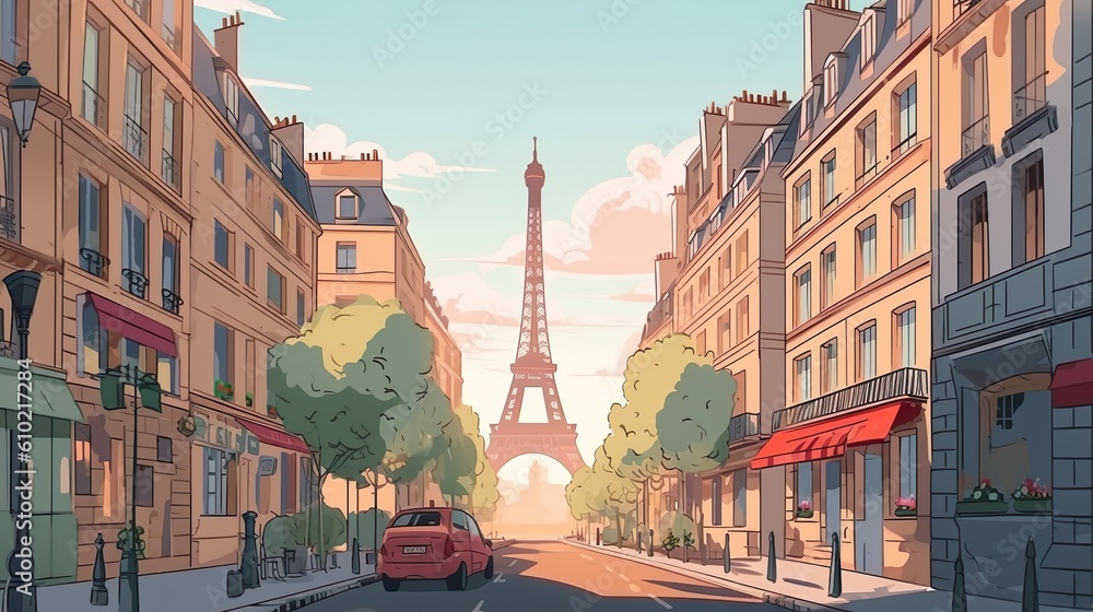 Stock-Illustration „Background street of Paris. Eye-catching banner ...