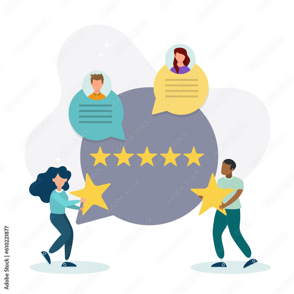 Feedback and review concept. Characters giving positive feedback to ...