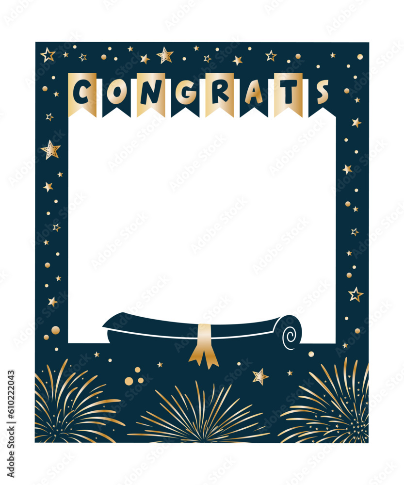 Graduation party photo booth props. Frame with garland and diploma ...