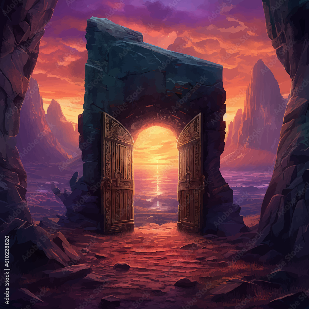 Stock-Illustration „Magic Gate. Mysterious Entrance portal. Fantasy ...
