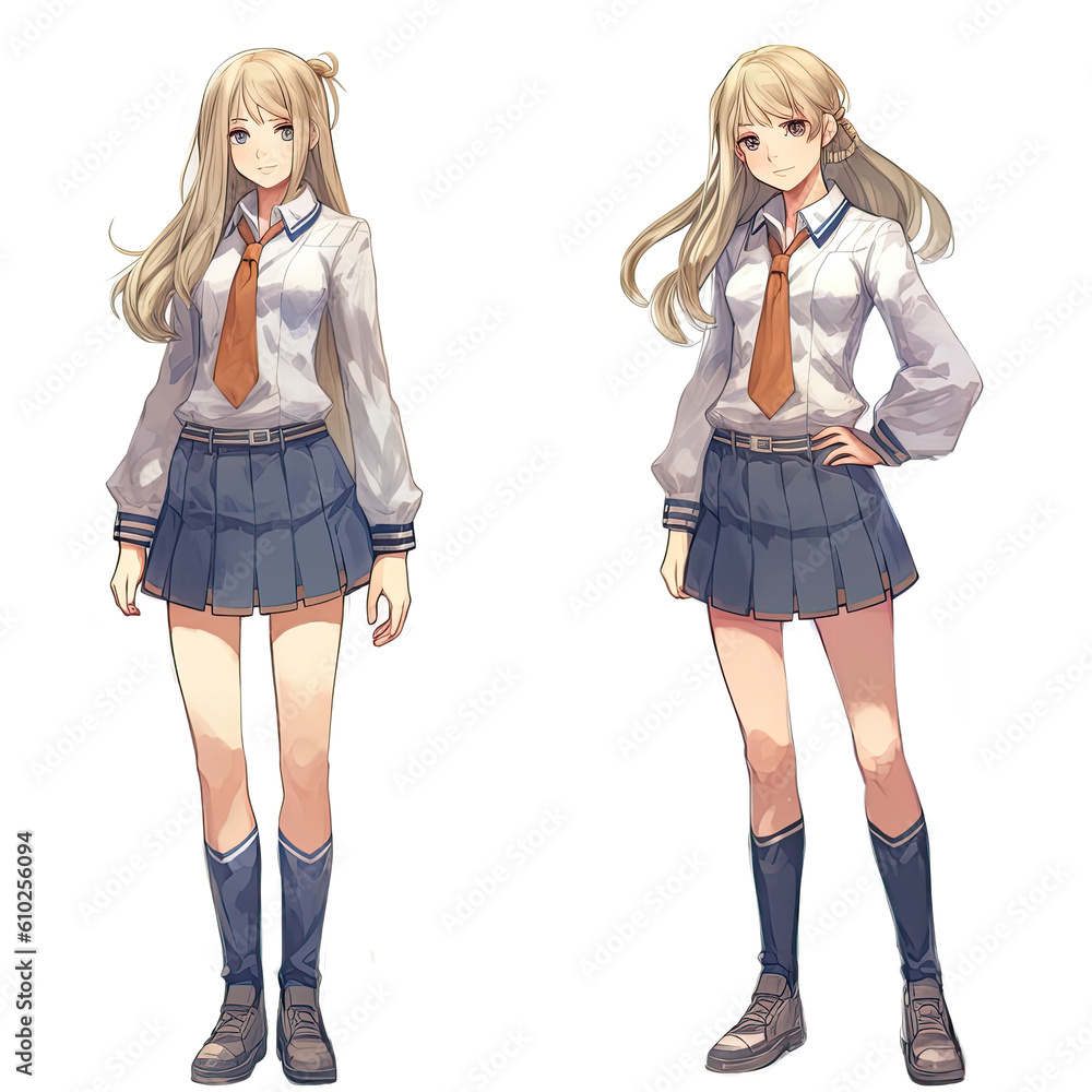 Anime-style depiction of a girl in a school uniform Visual novel ...