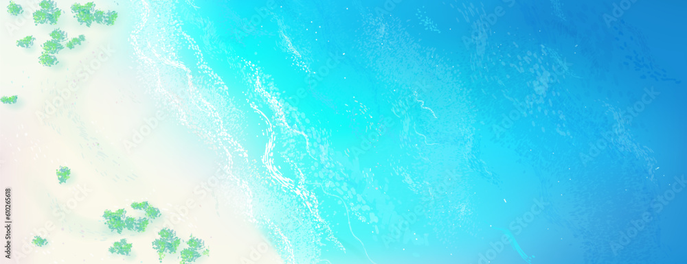 Vector beautiful realistic top view illustration of sandy summer beach ...