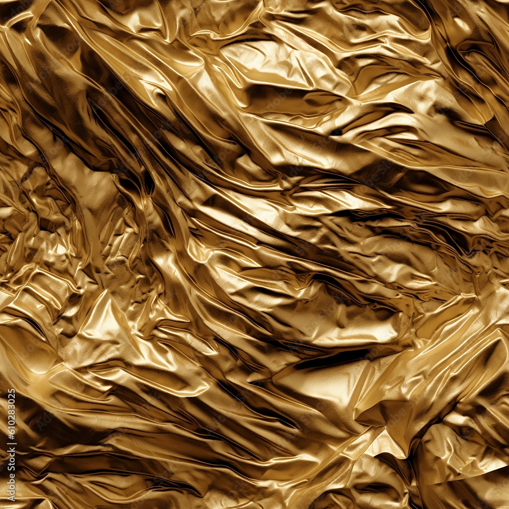 Wrinkled shiny gold foil texture, seamless tile Stock Illustration ...