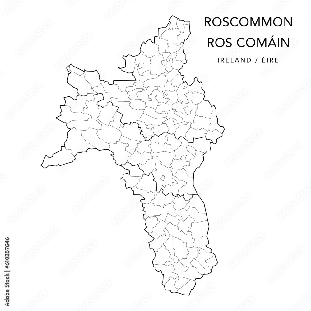 Vetor Vector Map of County Roscommon (Countae Row Comáin) with the ...