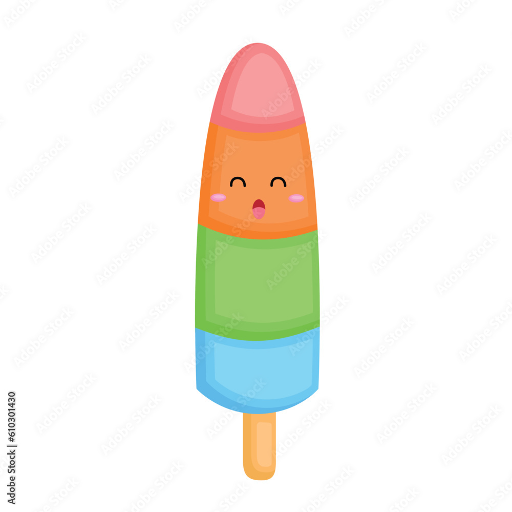 Cute Ice Cream Colorful Flavor Dessert Cone Scoop Cup Illustration ...