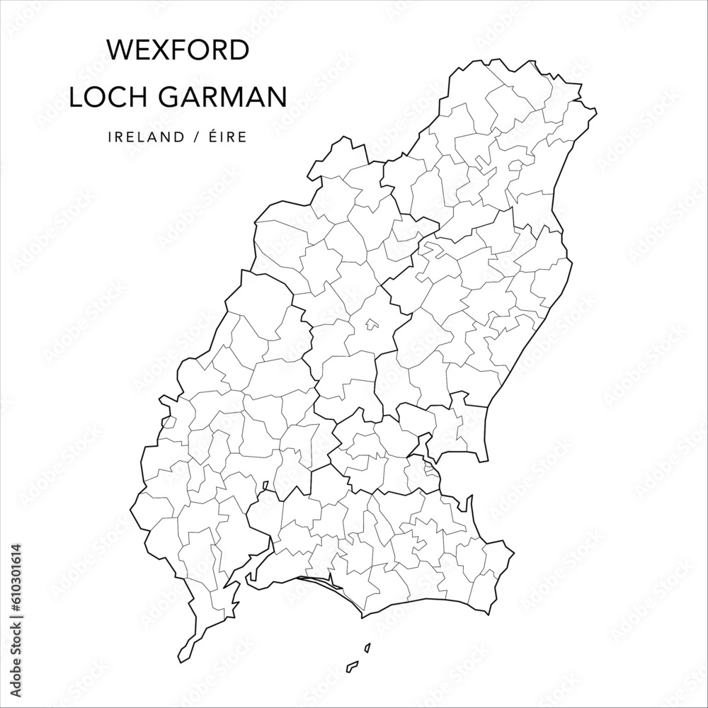 Vector Map of County Wexford (Contae Loch Garman) with the ...