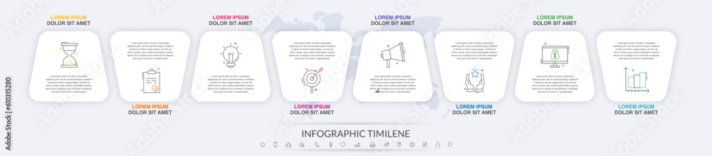 Vector infographics with 8 white quadrilaterals elements. Modern ...