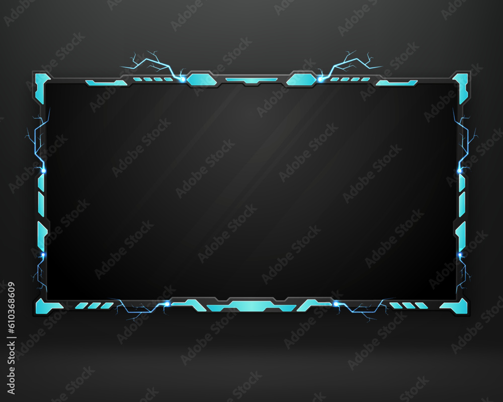 Abstract blue live stream webcam overlay screen gui border frame with ...
