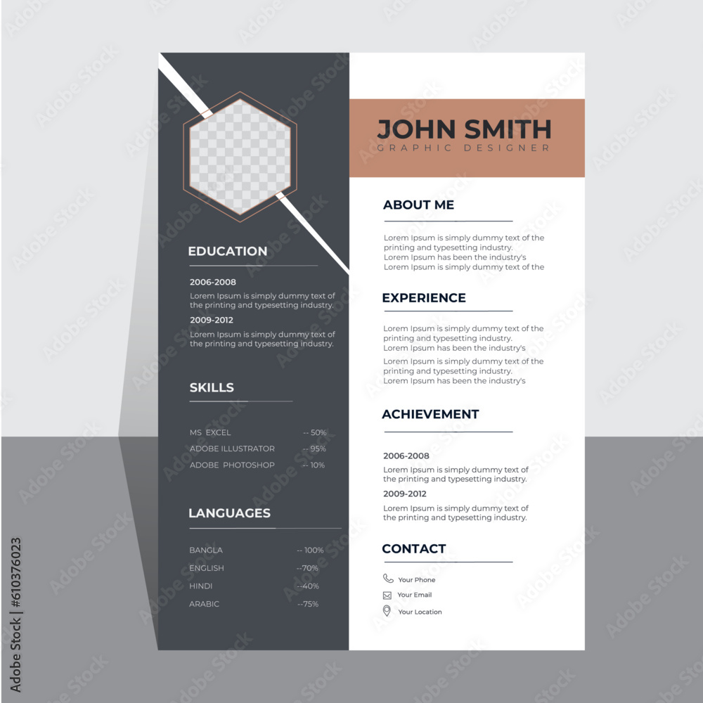 Clean Modern resume cv template, Professional CV resume template design, vector minimalist CV ...