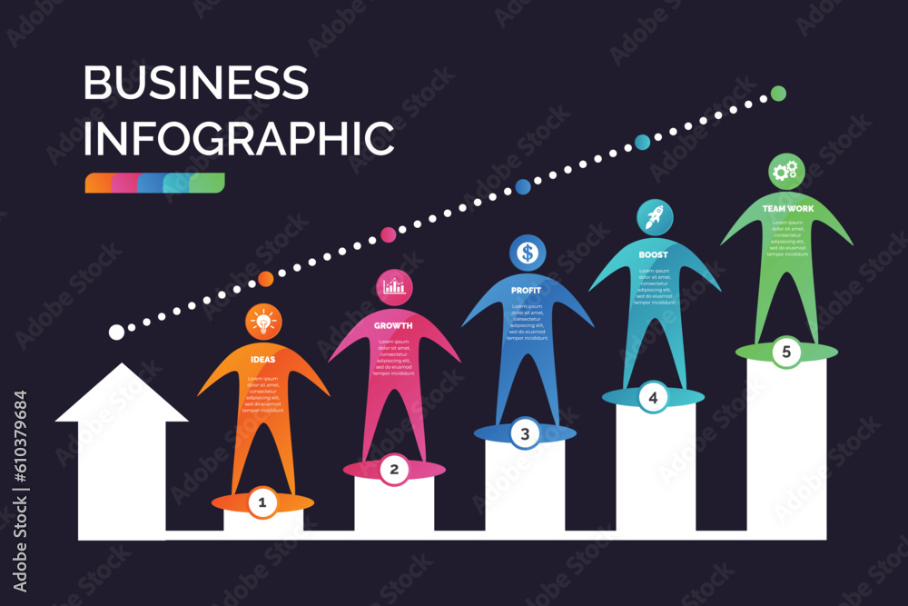 Human symbol infographic design vector with 5 steps for presentation ...