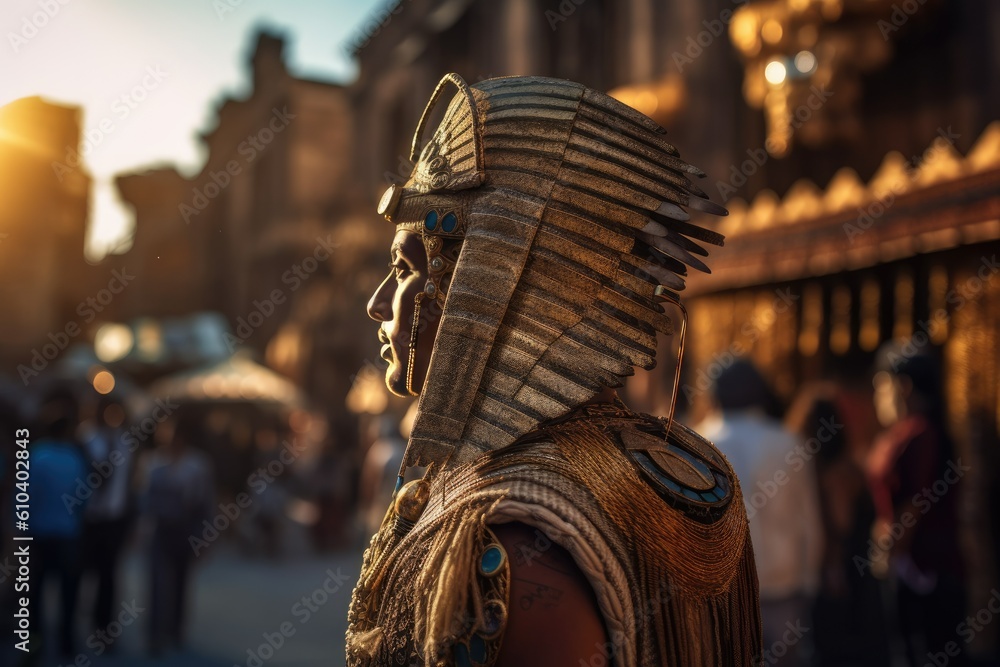 Back View of a Majestic Pharaoh in Ancient Egypt Stock Illustration ...