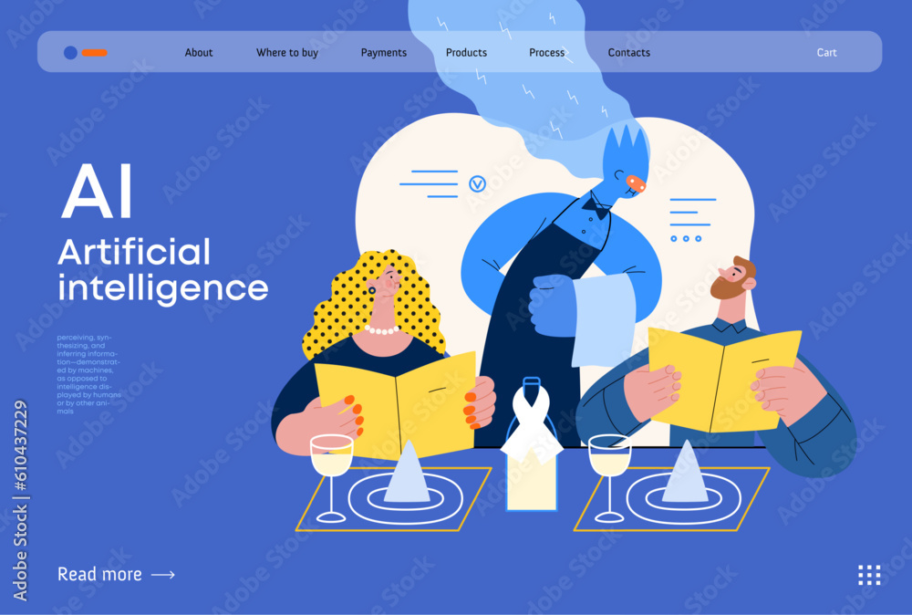 Artificial intelligence, Waiter -modern flat vector concept ...