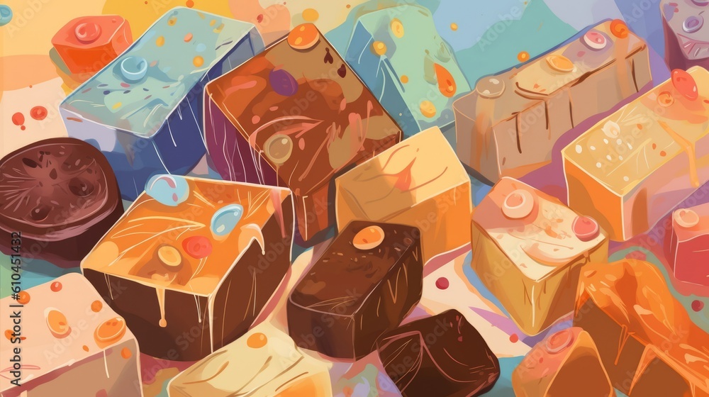 Sweet Fudge Candy Cartoon Horizontal Background Illustration. Sweet ...